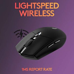 Logitech G305 LIGHTSPEED Wireless Gaming Mouse, Hero 12K Sensor, 12,000 DPI, Lightweight, 6 Programmable Buttons, 250h Battery Life, On-Board Memory, PC/Mac - Black