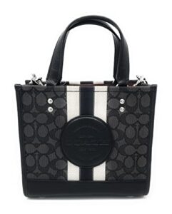 coach women’s dempsey tote 22 (jacquard – black – smoke black)