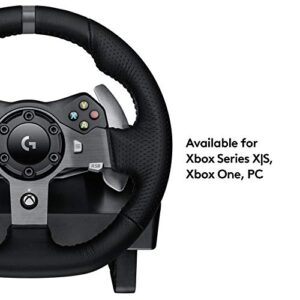 Logitech G920 Driving Force Racing Wheel and Floor Pedals, Real Force Feedback, Stainless Steel Paddle Shifters, Leather Steering Wheel Cover for Xbox Series X|S, Xbox One, PC, Mac - Black