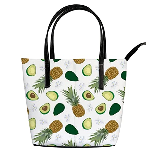 Shoulder Bag Tote Bags for Women Pineapple Avocado Leather Shopper Work Handbags Large Casual Bag