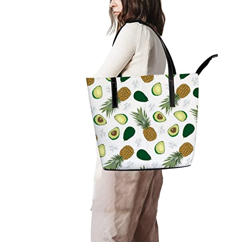 Shoulder Bag Tote Bags for Women Pineapple Avocado Leather Shopper Work Handbags Large Casual Bag