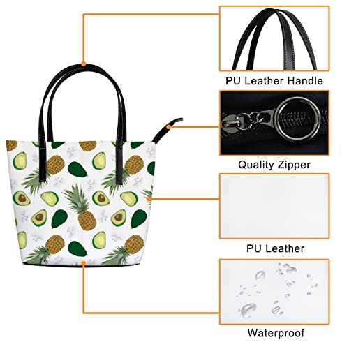 Shoulder Bag Tote Bags for Women Pineapple Avocado Leather Shopper Work Handbags Large Casual Bag