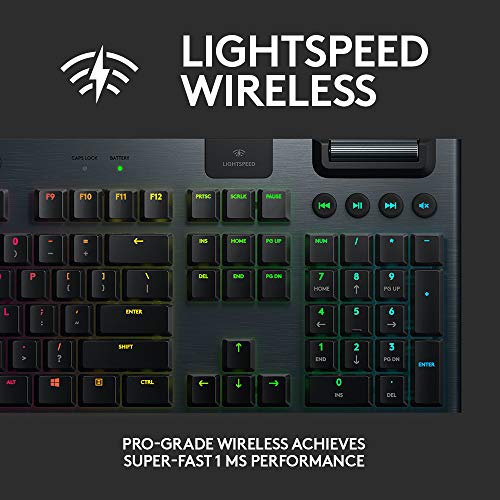 Logitech G915 Wireless Mechanical Gaming Keyboard (Clicky), Black