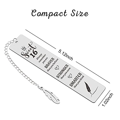 Sweet 16 Gifts for Girls Metal Bookmark with Leaf Chain Inspirational Gifts for Students Teens Teenagers Boys Girls Kids Daughter Son for Graduation Birthday Party Christmas Back to School Gifts