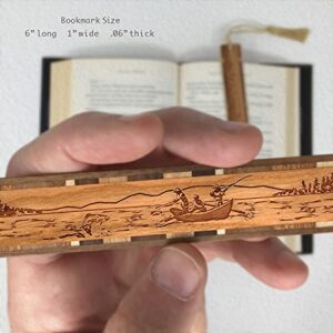 Drift Boat Fishing Fishermen Engraved Wooden Bookmark - Also Available with Personalization - Made in USA