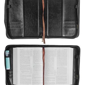 ROTCROSS Bible Cover,Blue Faux Leather Classic Bible Bag,Study Bible Case with 6 Highlighters-Original Design Bible Bag Bible Case for Men Women Father