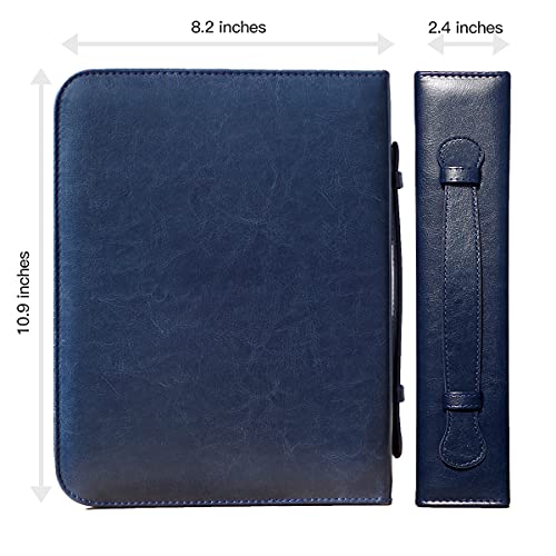 ROTCROSS Bible Cover,Blue Faux Leather Classic Bible Bag,Study Bible Case with 6 Highlighters-Original Design Bible Bag Bible Case for Men Women Father