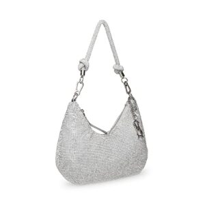 steve madden kaya rhinestone hobo bag, silver