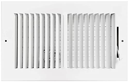 Air Flow Decor 10"x 6" HVAC Vent Cover | 2-Way Steel Air Vent Covers for Wall, Sidewall and Ceiling | Air Supply Register Vents Cover, White (Screws Included) | Outside Dimensions: 11.75" W X 7.75" H