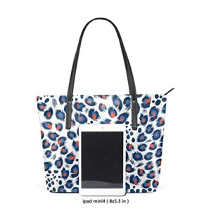 Leopard Print Cheetah Blue & Red Handbags Shoulder Bags Leather Crossbody Handbag for Women Tote Satchel