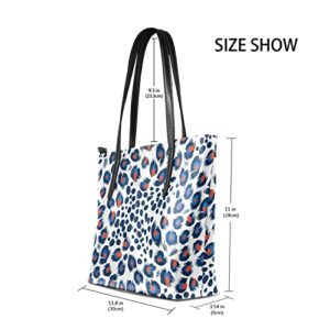 Leopard Print Cheetah Blue & Red Handbags Shoulder Bags Leather Crossbody Handbag for Women Tote Satchel