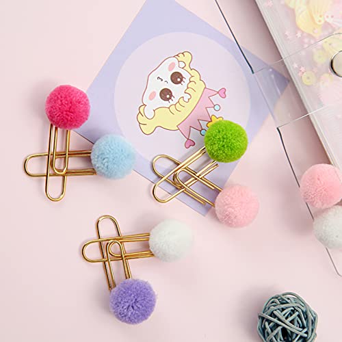 Lan-He Creative Girl Heart Students use Hair Ball Paper Clip Hand Ledger Decoration Colorful Cute Bookmark Small pin Paper Clip