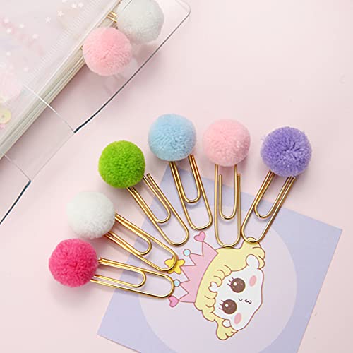 Lan-He Creative Girl Heart Students use Hair Ball Paper Clip Hand Ledger Decoration Colorful Cute Bookmark Small pin Paper Clip