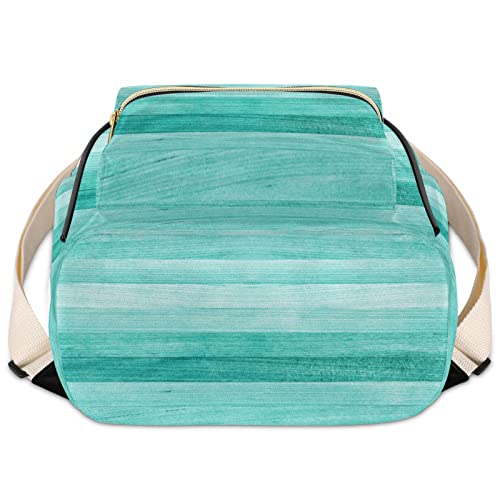 AUUXVA Teal Turquoise Backpack Purse for Women, Green Painted Wood Background PU Leather Small Mini Backpack Casual Daypack Shoulder Bookbag for Teens Girls Kids