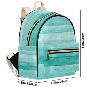 AUUXVA Teal Turquoise Backpack Purse for Women, Green Painted Wood Background PU Leather Small Mini Backpack Casual Daypack Shoulder Bookbag for Teens Girls Kids