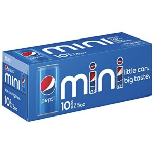 pepsi cola soda pop, 7.5oz mini cans (10 pack)