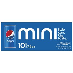 Pepsi Cola Soda Pop, 7.5oz Mini Cans (10 Pack)