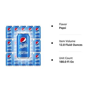 Pepsi Soda With Real Sugar, 12 Fl Oz Can (Pack of 15, Total of 180 Oz)