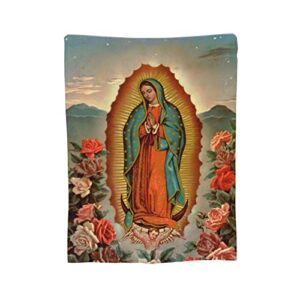 Our Lady of Guadalupe Fleece Blanket Throw Blanket, Ultra-Soft Cozy Micro Fleece Blanket for Sofa, Couch, Bed, Camping, Travel, & Car Use-All Seasons Suitable50 X40