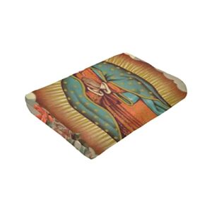 Our Lady of Guadalupe Fleece Blanket Throw Blanket, Ultra-Soft Cozy Micro Fleece Blanket for Sofa, Couch, Bed, Camping, Travel, & Car Use-All Seasons Suitable50 X40