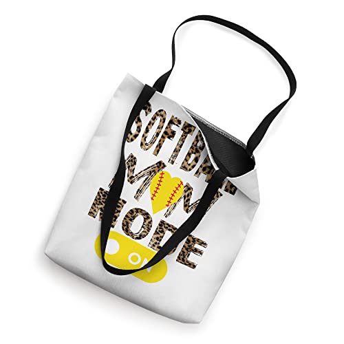 Softball Mom Mode On Proud Sports Fans Leopard Print Heart Tote Bag