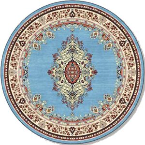 liketn vintage bohemia area rug boho floral round geometry decor carpet for farmhouse bedroom living room kitchen runner mat non slip bathroom rugs indoor outdoor doormat 3′ x 3’/light blue