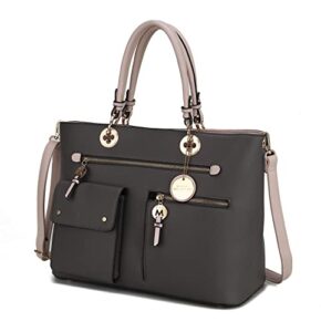 mkf collection mkf-x675crc-bls julia multi-pocket satchel by mia k. charcoal-blush