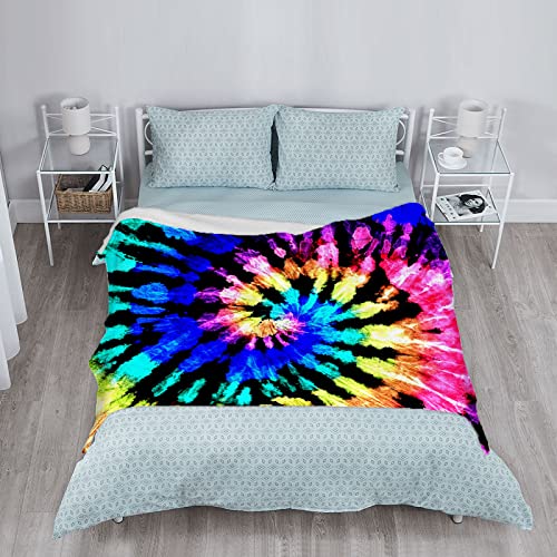 Boho Tie Dye Blanket 60" x 80" Hippie Rainbow Mandala Spiral Rainbow Super Soft Bedding Fleece Throw Blanket Luxury Bed Blanket Sofa Living Room Bedroom Warm Lightweight for Kid Baby Adults