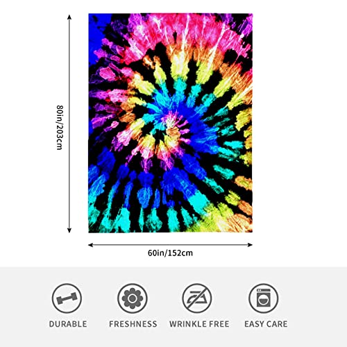 Boho Tie Dye Blanket 60" x 80" Hippie Rainbow Mandala Spiral Rainbow Super Soft Bedding Fleece Throw Blanket Luxury Bed Blanket Sofa Living Room Bedroom Warm Lightweight for Kid Baby Adults