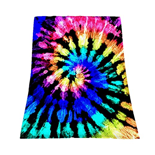 Boho Tie Dye Blanket 60" x 80" Hippie Rainbow Mandala Spiral Rainbow Super Soft Bedding Fleece Throw Blanket Luxury Bed Blanket Sofa Living Room Bedroom Warm Lightweight for Kid Baby Adults