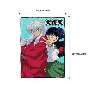 JUST FUNKY Inuyasha Fleece Throw Blanket | 45” x 60” Inches | Featuring Half Dog Demon and Half Human Inuyashaand Kagome | Bed Couch Decor | Officially Licensed