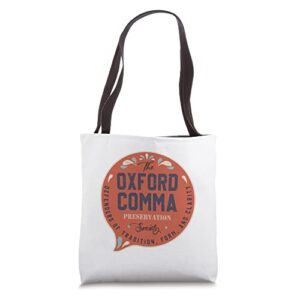 the oxford comma preservation society team oxford vintage tote bag