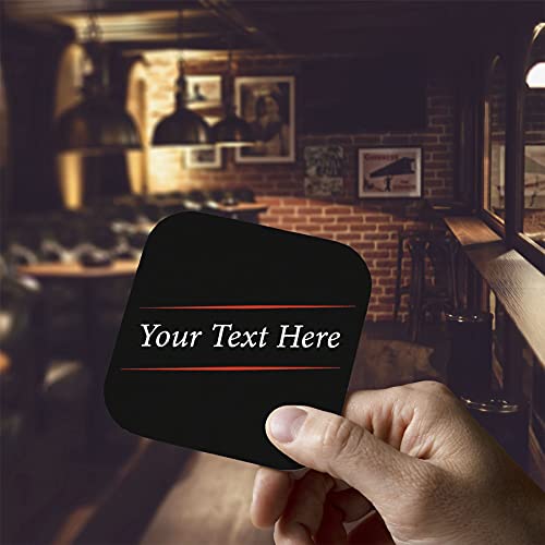 Personalised Beer Mats Pack of 24 - Multi Bulk Buy Absorbent Recyclable Cardboard Drink Mat Coasters 3.74 x 3.74 x 0.04 inch Square - Accessories for Home Bars Pubs - CO-CARD-DI012-24 - ADD Your Text