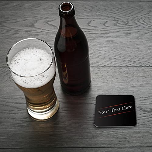 Personalised Beer Mats Pack of 24 - Multi Bulk Buy Absorbent Recyclable Cardboard Drink Mat Coasters 3.74 x 3.74 x 0.04 inch Square - Accessories for Home Bars Pubs - CO-CARD-DI012-24 - ADD Your Text