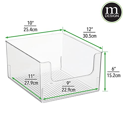 mDesign Modern Plastic Open Front Dip Storage Organizer Bin Basket for Household Organization - Shelves, Cubby, Cabinet, and Closet Organizing Decor - Ligne Collection - 8 Pack - Clear