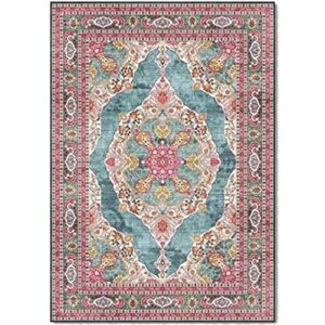 liketn bohemia vintage area rug boho floral luxury decor carpet for farmhouse bedroom living room courtyard kitchen runner mat non slip bathroom rugs indoor outdoor doormat 2′ x 4’/blue