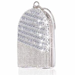 yokawe women’s crystals evening bag sparkling rhinestone clutch purses tassel crossbody bags wedding party prom cocktail handbags