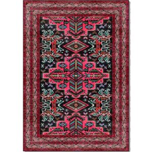 liketn bohemia vintage area rug boho floral luxury decor carpet for farmhouse bedroom living room courtyard kitchen runner mat non slip bathroom rugs indoor outdoor doormat 5′ x 6.5’/red