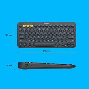 Logitech K380 Multi-Device Bluetooth Keyboard – Windows, Mac, Chrome OS, Android, iPad, iPhone, Apple TV Compatible – with Flow Cross-Computer Control and Easy-Switch up to 3 Devices – Dark Grey