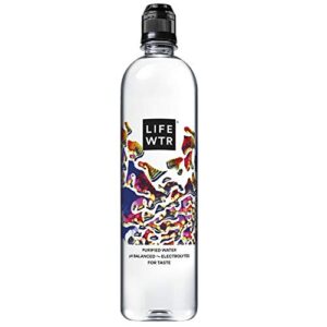 LIFEWTR Premium Purified Water, pH Balanced with Electrolytes, 100% recycled plastic bottles, 23.7 Fl Oz Flip Cap Bottles, 700 mL (Pack of 12)