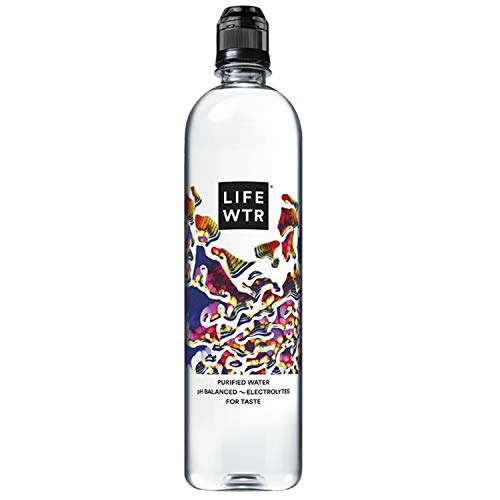 LIFEWTR Premium Purified Water, pH Balanced with Electrolytes, 100% recycled plastic bottles, 23.7 Fl Oz Flip Cap Bottles, 700 mL (Pack of 12)