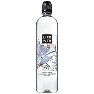 LIFEWTR Premium Purified Water, pH Balanced with Electrolytes, 100% recycled plastic bottles, 23.7 Fl Oz Flip Cap Bottles, 700 mL (Pack of 12)