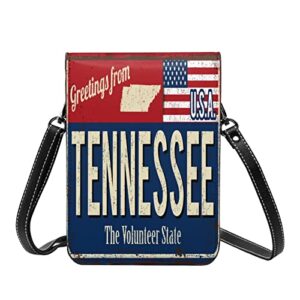 AERMSSEY Tennessee USA State Flag map red Blue Crossbody Cell Phone Purse for Womens Lightweight Small Soft Leather Fashion Travel Wallet with Adjustable Strap