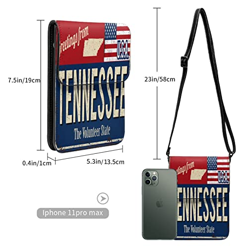 AERMSSEY Tennessee USA State Flag map red Blue Crossbody Cell Phone Purse for Womens Lightweight Small Soft Leather Fashion Travel Wallet with Adjustable Strap