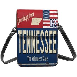 AERMSSEY Tennessee USA State Flag map red Blue Crossbody Cell Phone Purse for Womens Lightweight Small Soft Leather Fashion Travel Wallet with Adjustable Strap