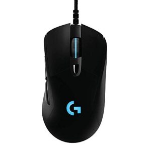 logitech g403 hero 25k gaming mouse, lightsync rgb, lightweight 87g+10g optional, braided cable, 25, 600 dpi, rubber side grips