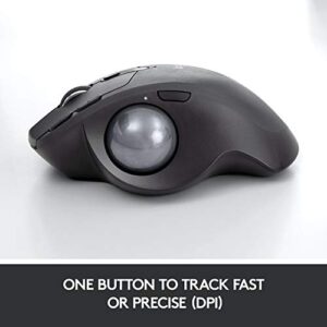 Logitech MX Ergo Wireless Trackball Mouse Adjustable Ergonomic Design, Control and Move Text/Images/Files Between 2 Windows and Apple Mac Computers (Bluetooth or USB), Rechargeable, Graphite - Black