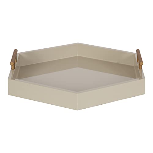 Kate and Laurel Lipton Modern Hexagon Tray, 18 x 18, Sand, Midcentury Decorative Serving Tray for Storage and Display