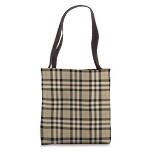 Tartan Plaid Tan and Red Tote Bag