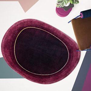 Irregular Shape Modern Geometric Area Rug for Living Room Solid Burgundy Striped Circle Dining Room Playroom Bedroom Runner Rugs Extra Large Indoor Outdoor Carpet 4x6ft